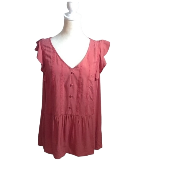 Modcloth | Tops | Modcloth Womans Rose Pink Ruffle Sleeve Peasant Tunic ...